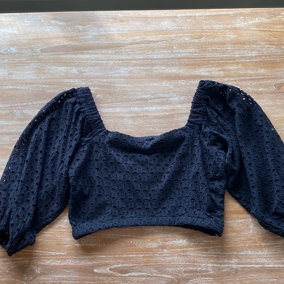 Allison New York | Tops | Nwt Allison New York Black Eyelet Crop Top ...